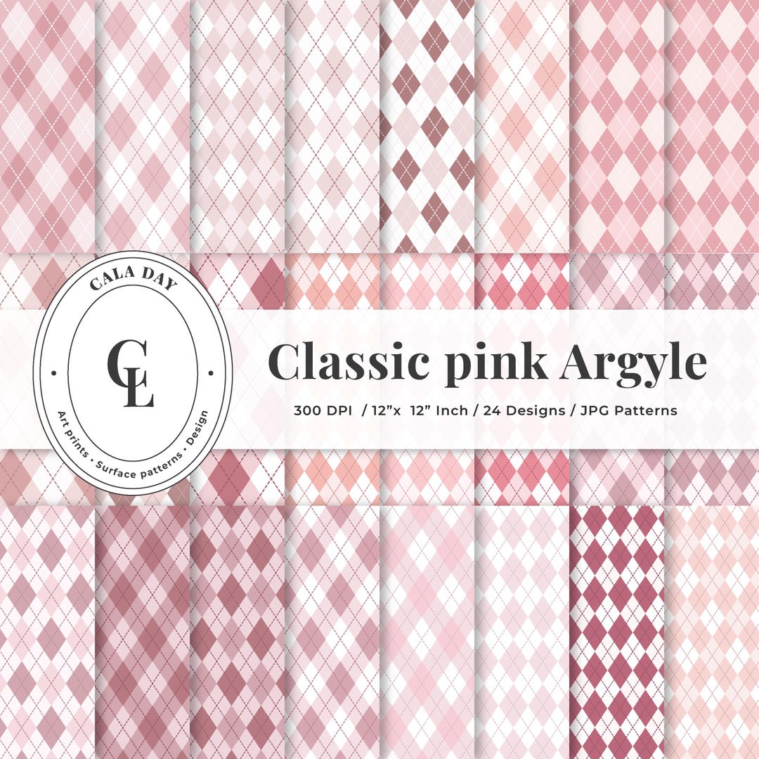 Pink Argyle Digital Paper Pack – Seamless Diamond Patterns for ...