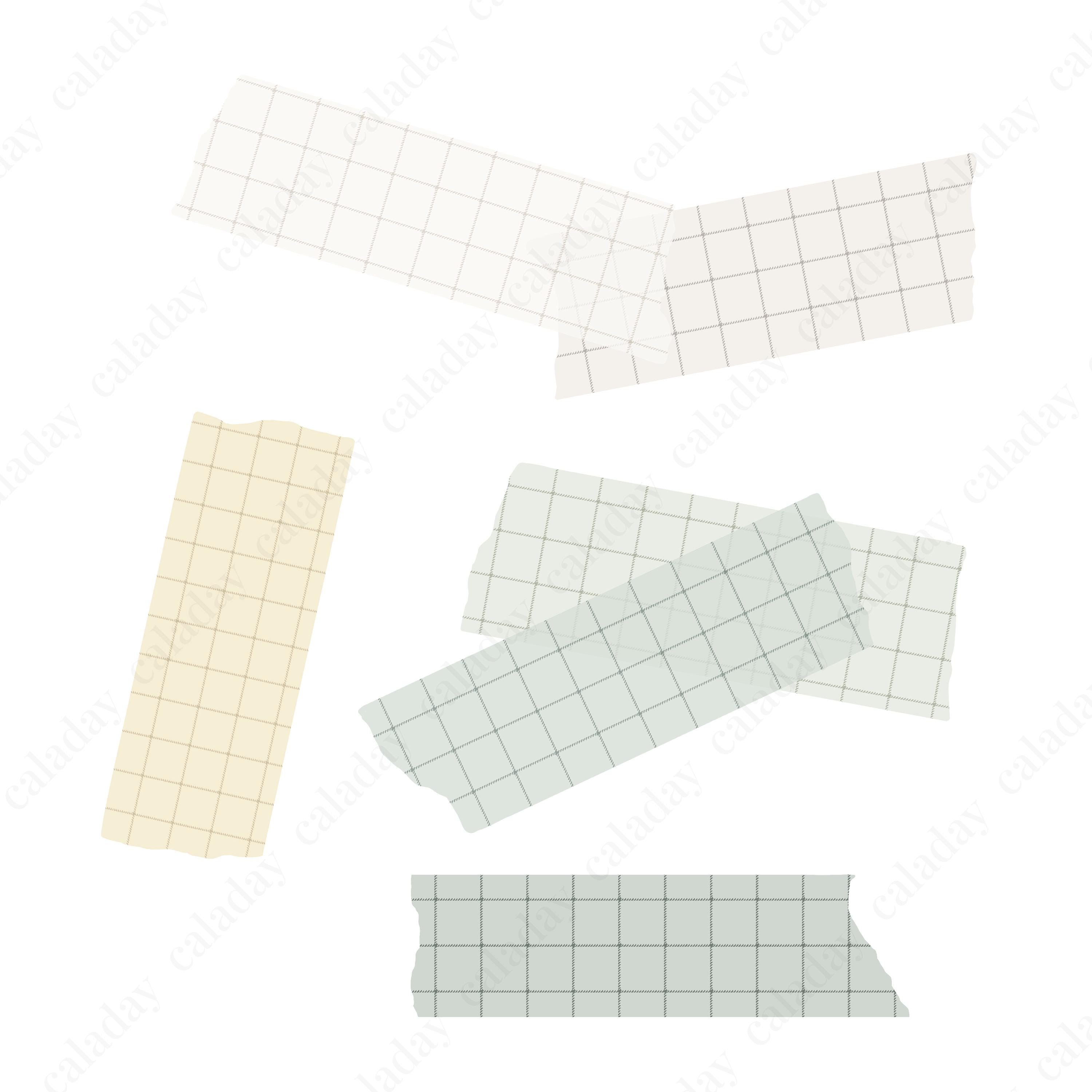 Check Washi Tape Clipart PNG Set – 12 Transparent Elements, 300 DPI ...