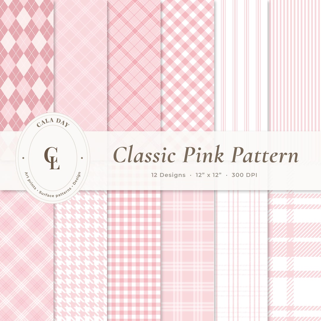 Pink Plaid and Stripe Seamless Pattern Digital Paper Pack – Scrapbook ...