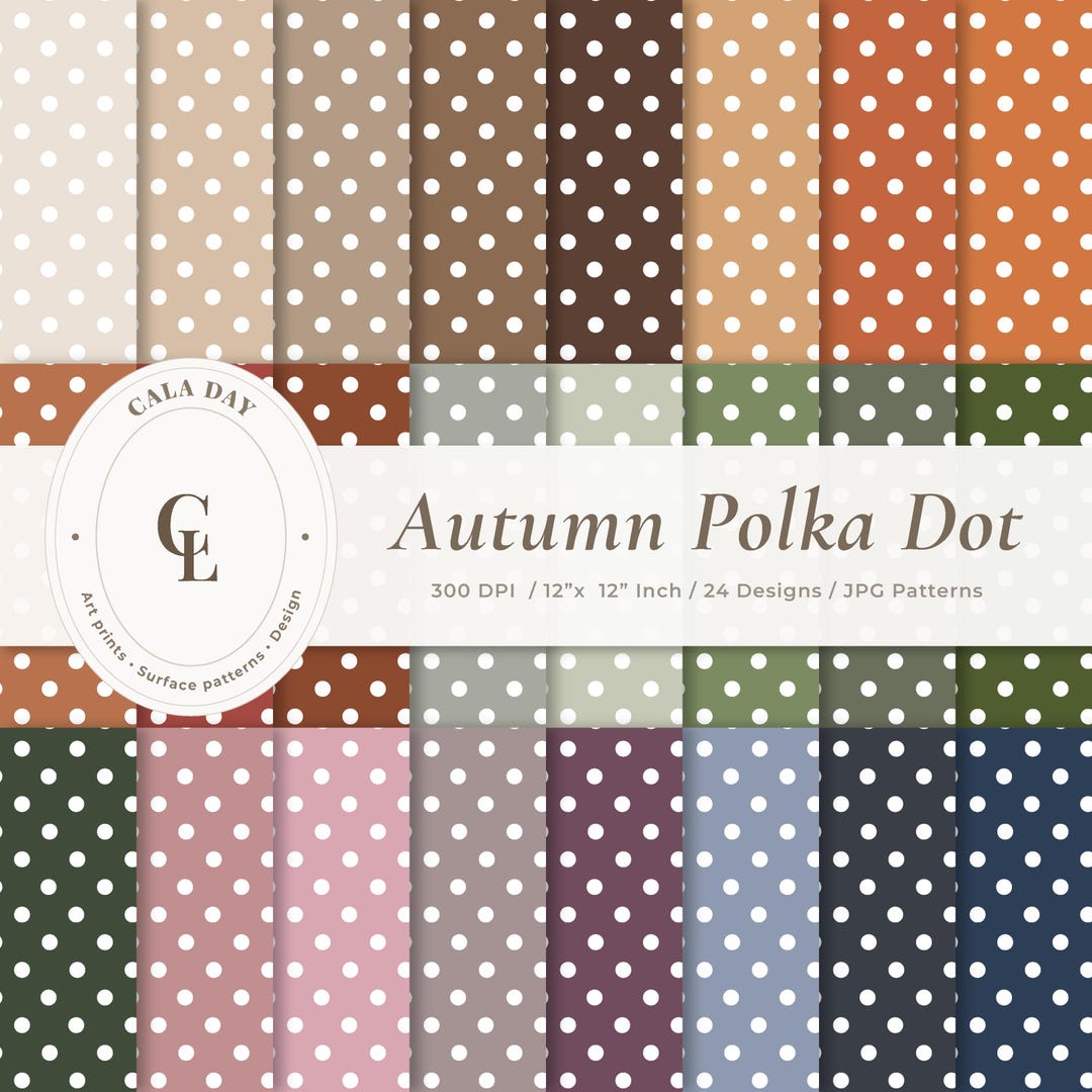 Scrapbook Paper Pack, Autumn Polka Dot Collection, Vintage Fall Dot ...