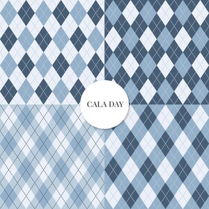 Blue Argyle Digital Paper Pack – 12x12 Seamless Diamond Scrapbook ...