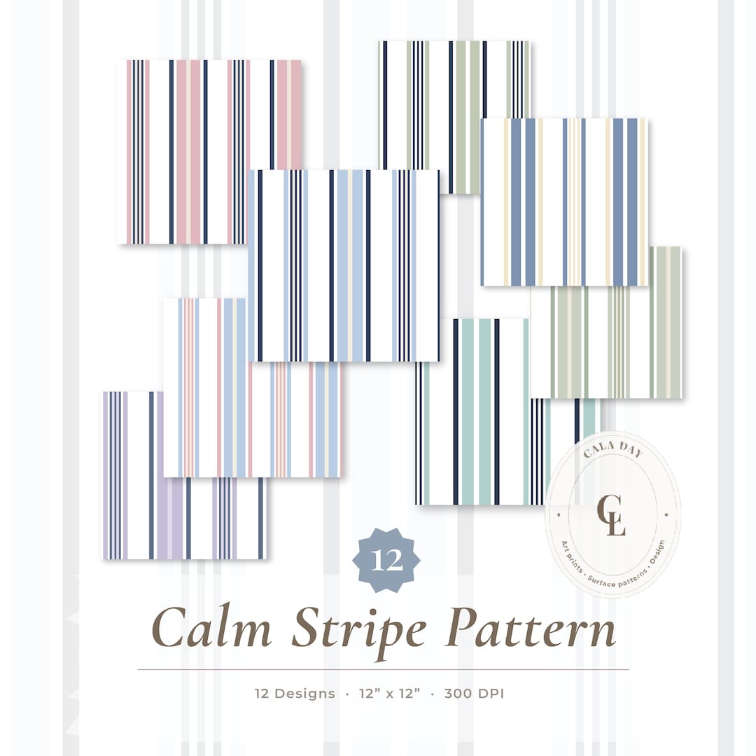 Calm Stripe Seamless Pattern Digital Paper Pack – Soft Neutral Pastel ...