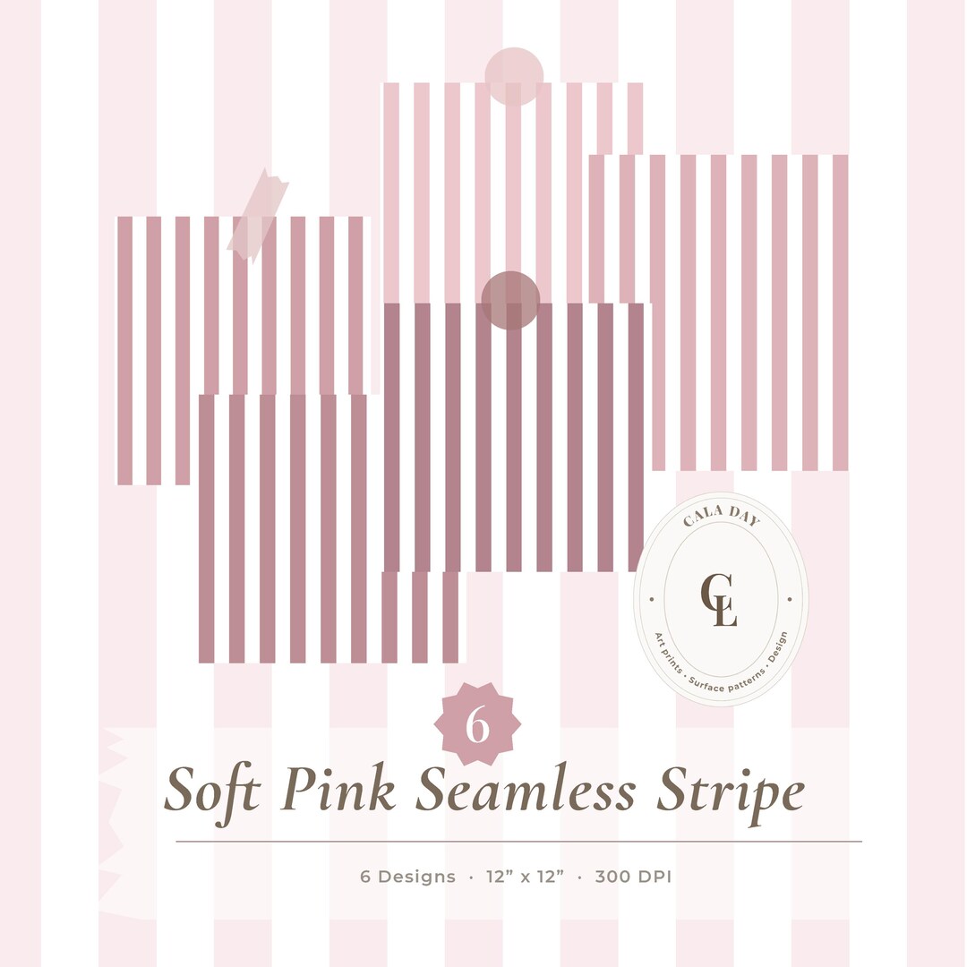 Pink Stripe Seamless Pattern Digital Paper Pack – 6 Designs, Pastel ...