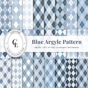Blue Argyle Digital Paper Pack(no AI) - Seamless Diamond Patterns ...