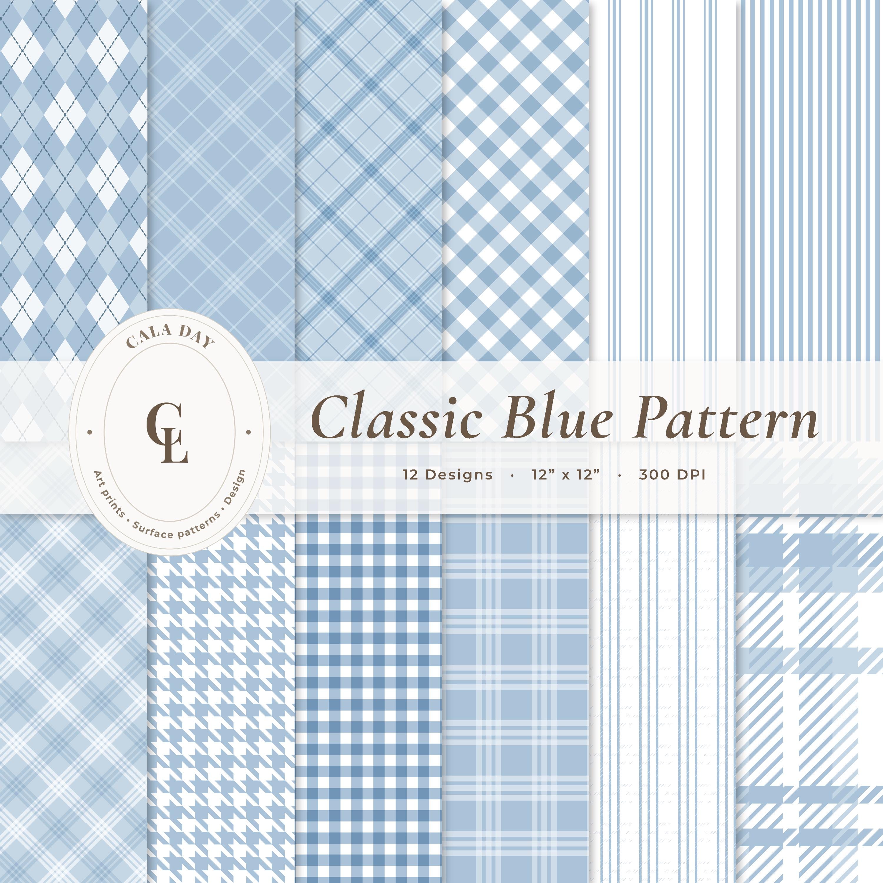 Classic Blue Seamless Pattern Digital Paper Pack – Plaid Stripe Texture ...