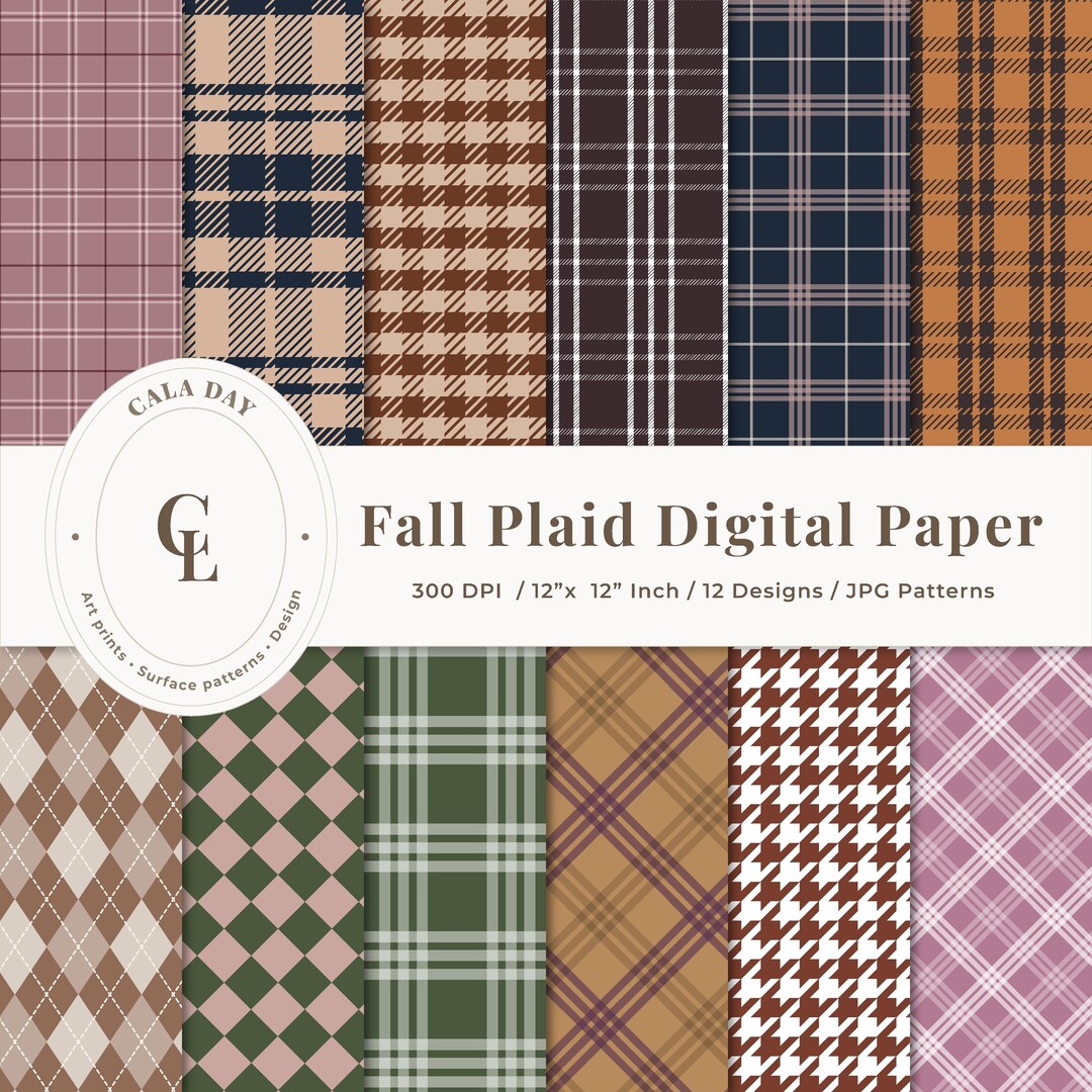 Fall Plaid Digital Paper Pack (no AI) – Seamless Tartan Patterns, 12x12 ...