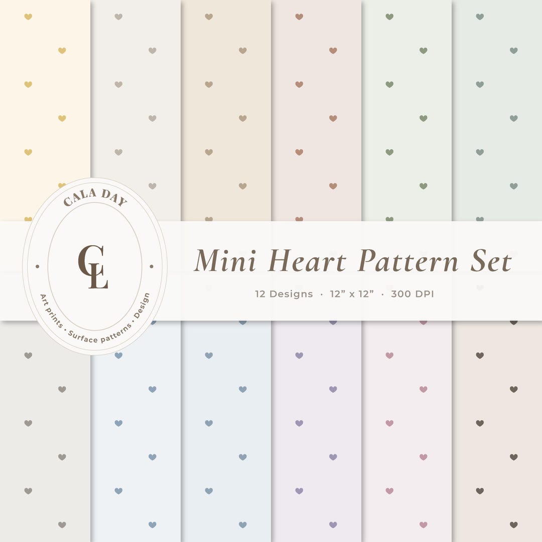 Neutral Mini Heart Seamless Pattern Digital Paper Pack – Cute Heart ...