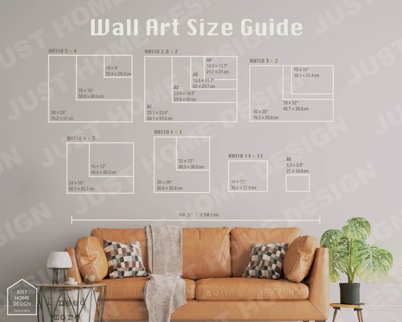 Living Room Wall Art Size Guide Downloadable & Printable | Etsy
