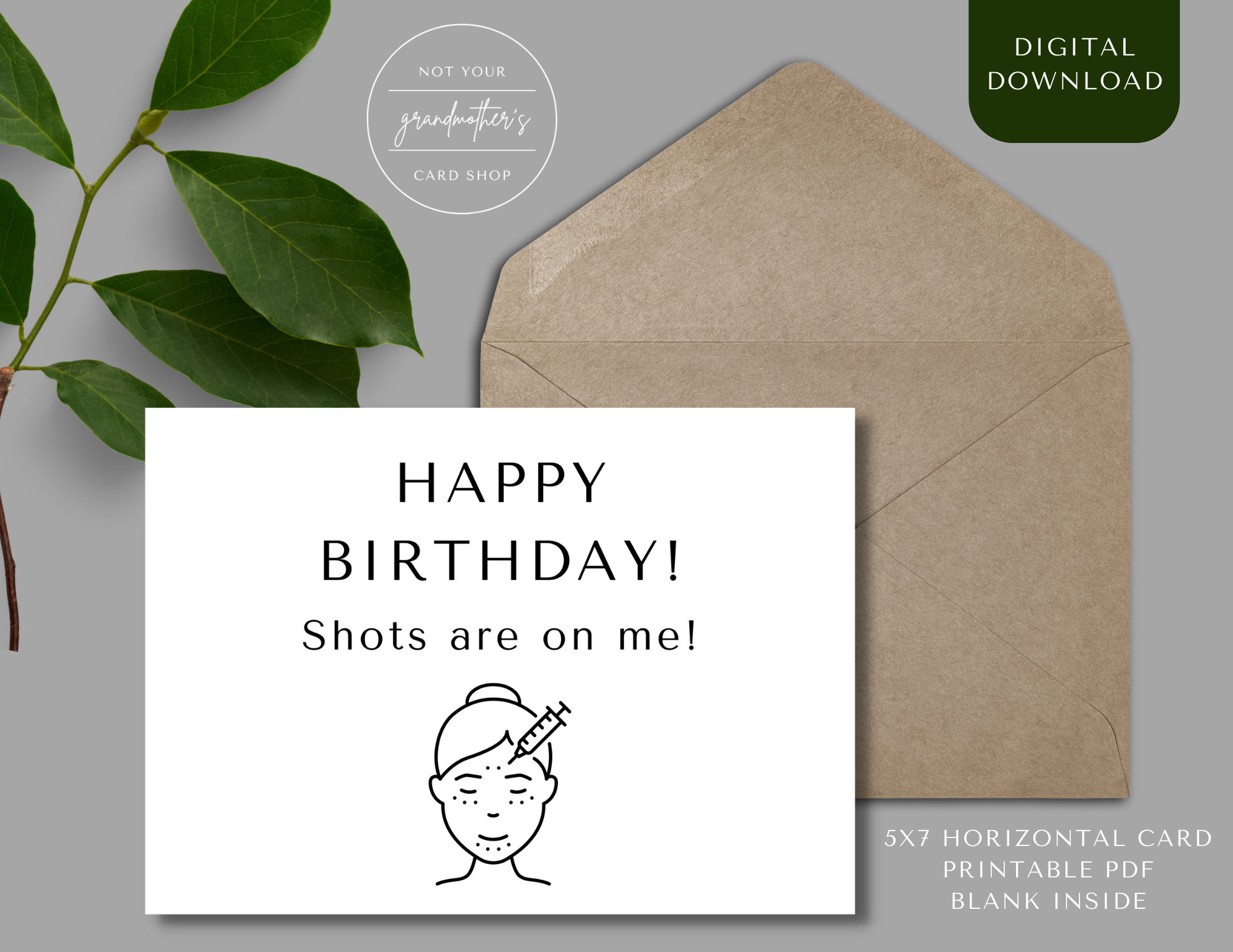 DIGITAL DOWNLOAD - Birthday Card - Printable Card - Birthday Botox ...