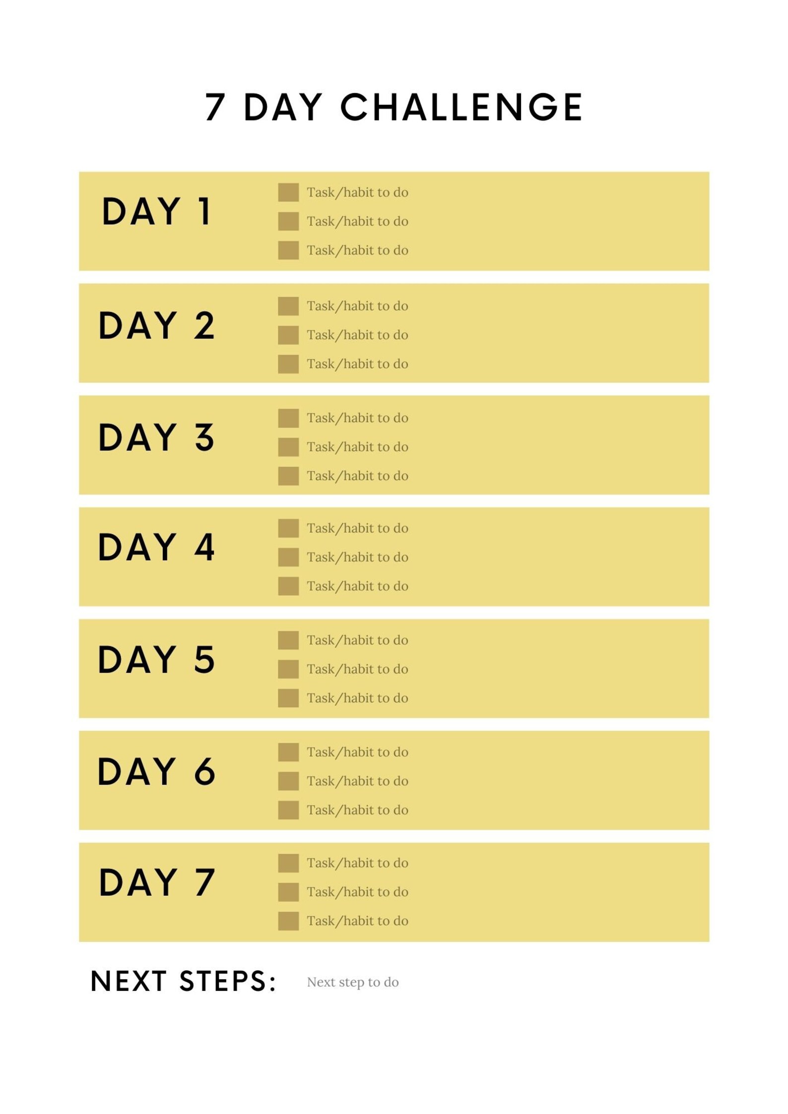 7-day Challenge Planner - Daily To-do, Habit Tracker, Progress Journal ...