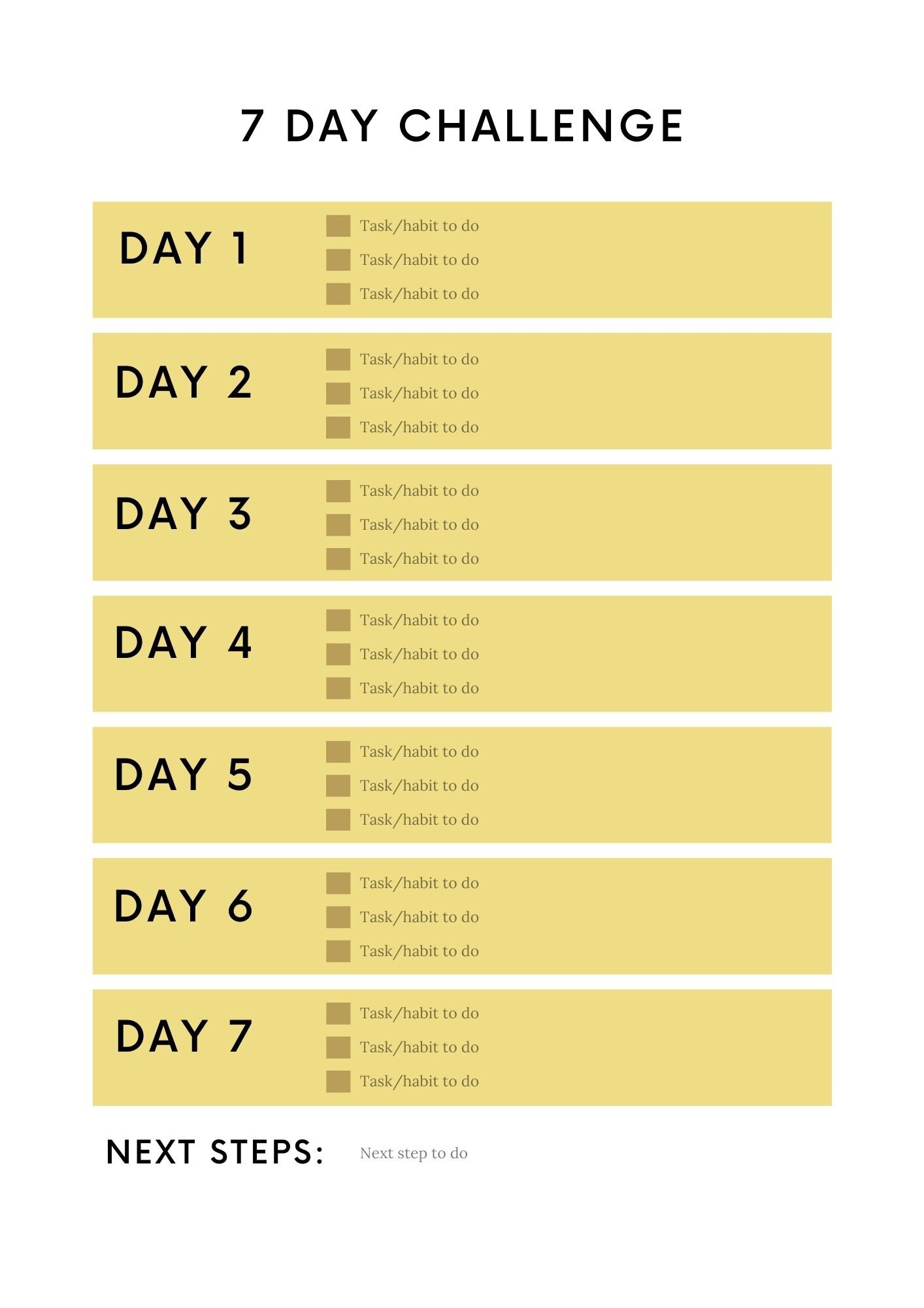 7-day Challenge Planner - Daily To-do, Habit Tracker, Progress Journal ...