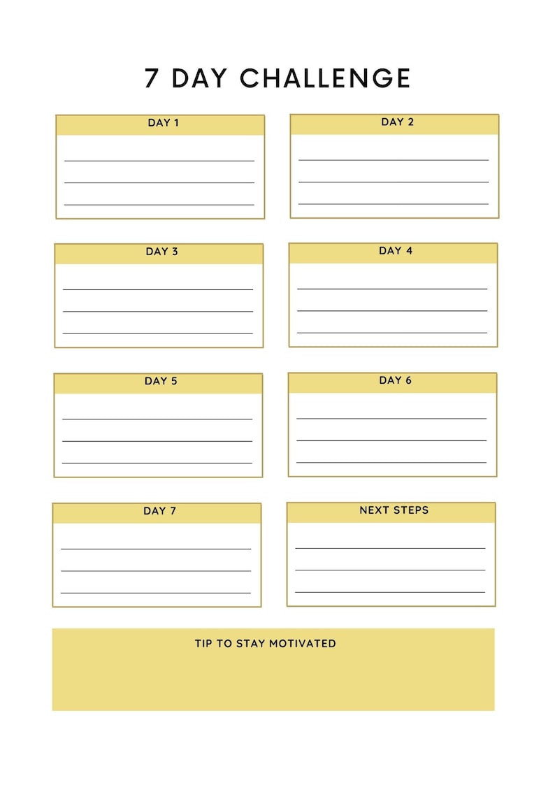 7-day Challenge Planner - Daily To-do, Habit Tracker, Progress Journal ...