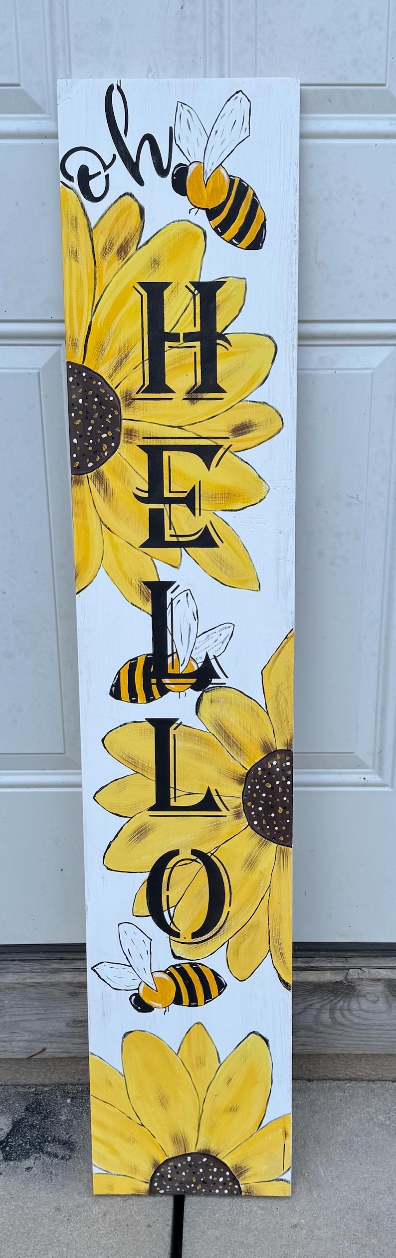 Hand-painted Sunflower & Bee Porch Sign: Rustic Farmhouse Welcome - Etsy