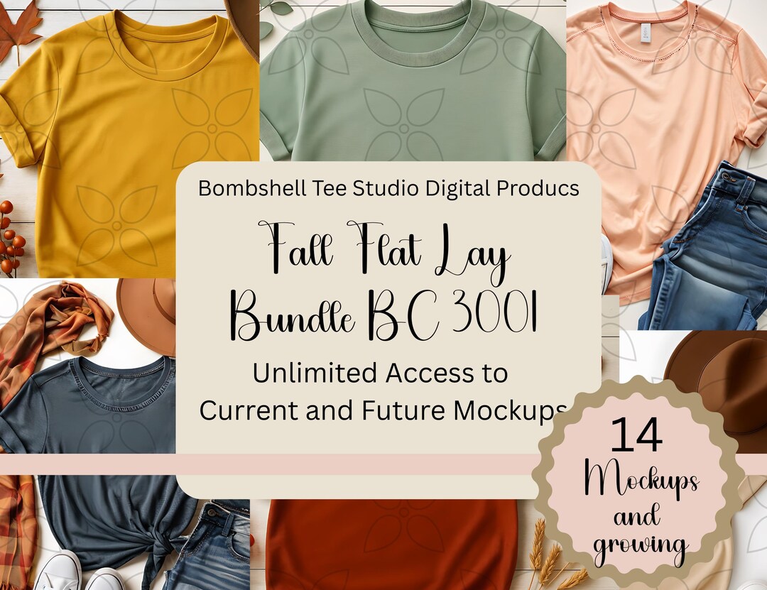 Fall T-shirt Flat Lay Mockup Bundle | Bella Canvas 3001 Tee Shirt ...