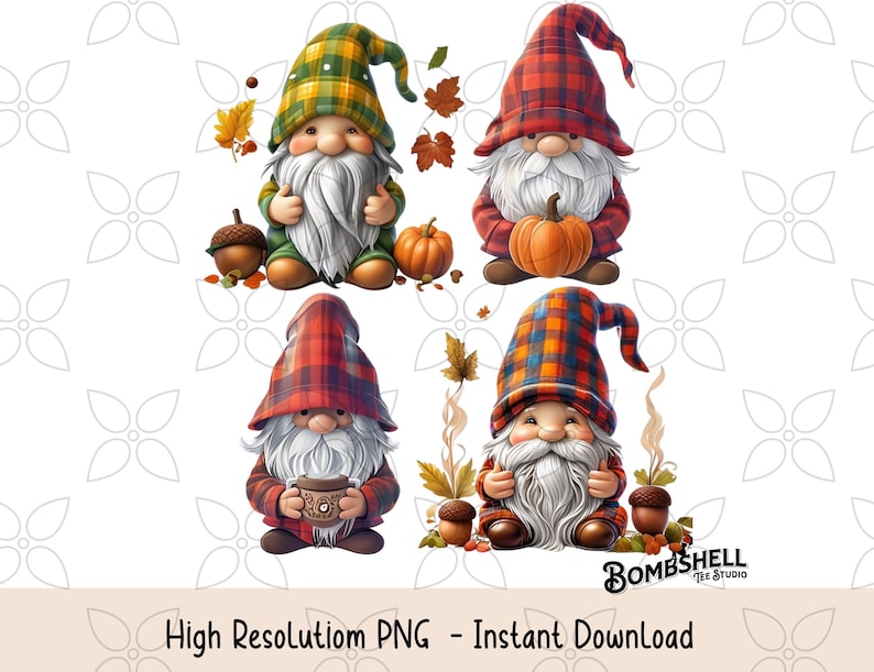 Fall Gnome PNG Bundle | Autumn Sublimation Clipart | Cozy Pumpkin Spice ...