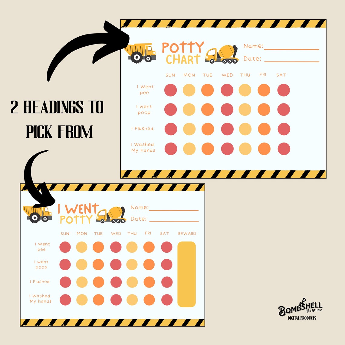 Potty Chart, Toddler Potty Training Chart, Toilet Training Reward Chart ...