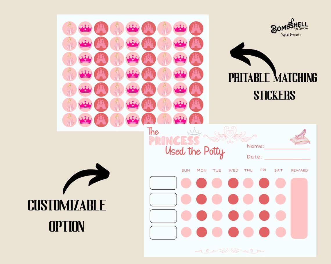 Potty Chart for Girl, Toddler Potty Training Chart, Toilet Training ...