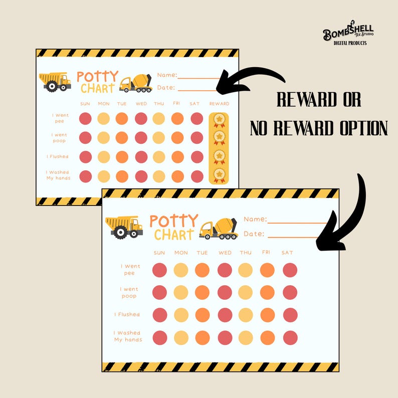 Potty Chart, Toddler Potty Training Chart, Toilet Training Reward Chart ...