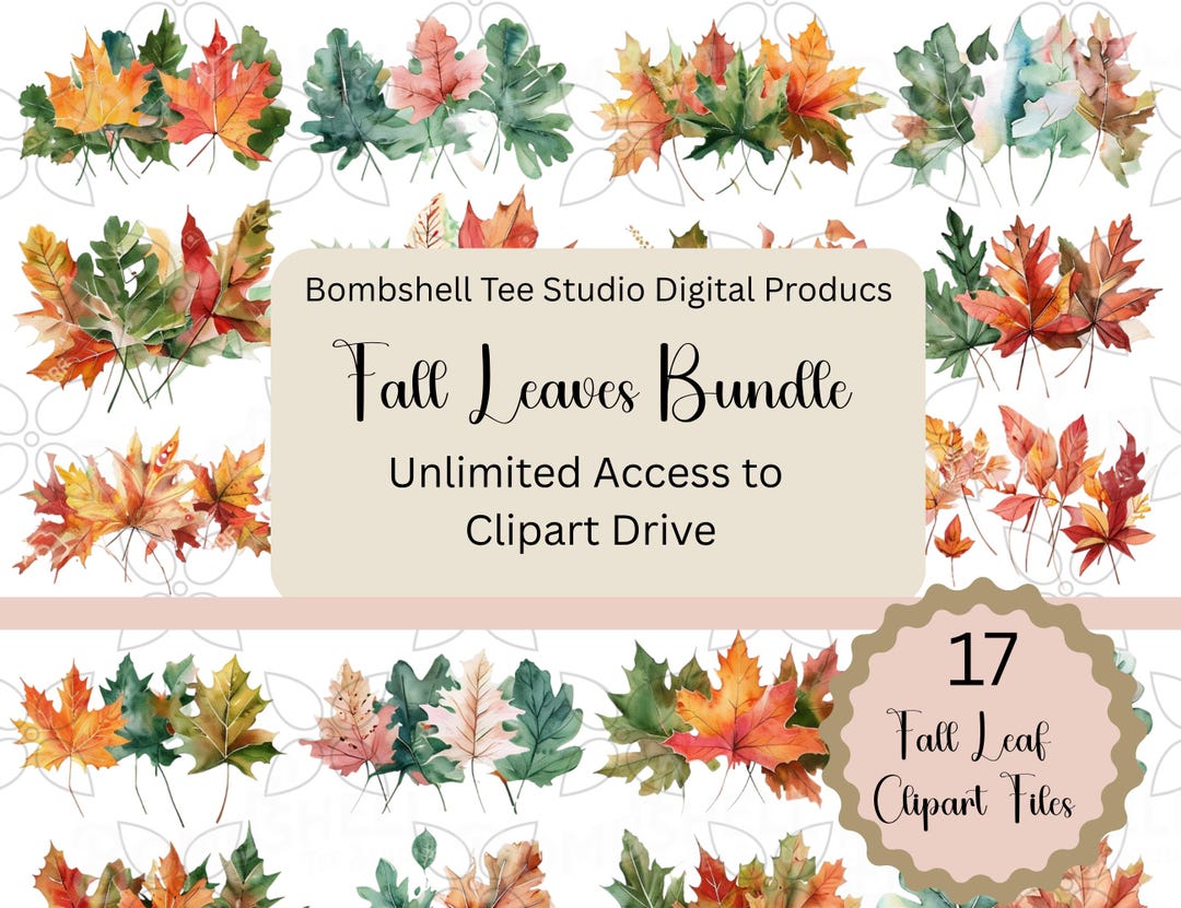 Fall Leaves Clipart Set | 17 Autumn Leaf Pngs | Watercolor Fall Foliage ...