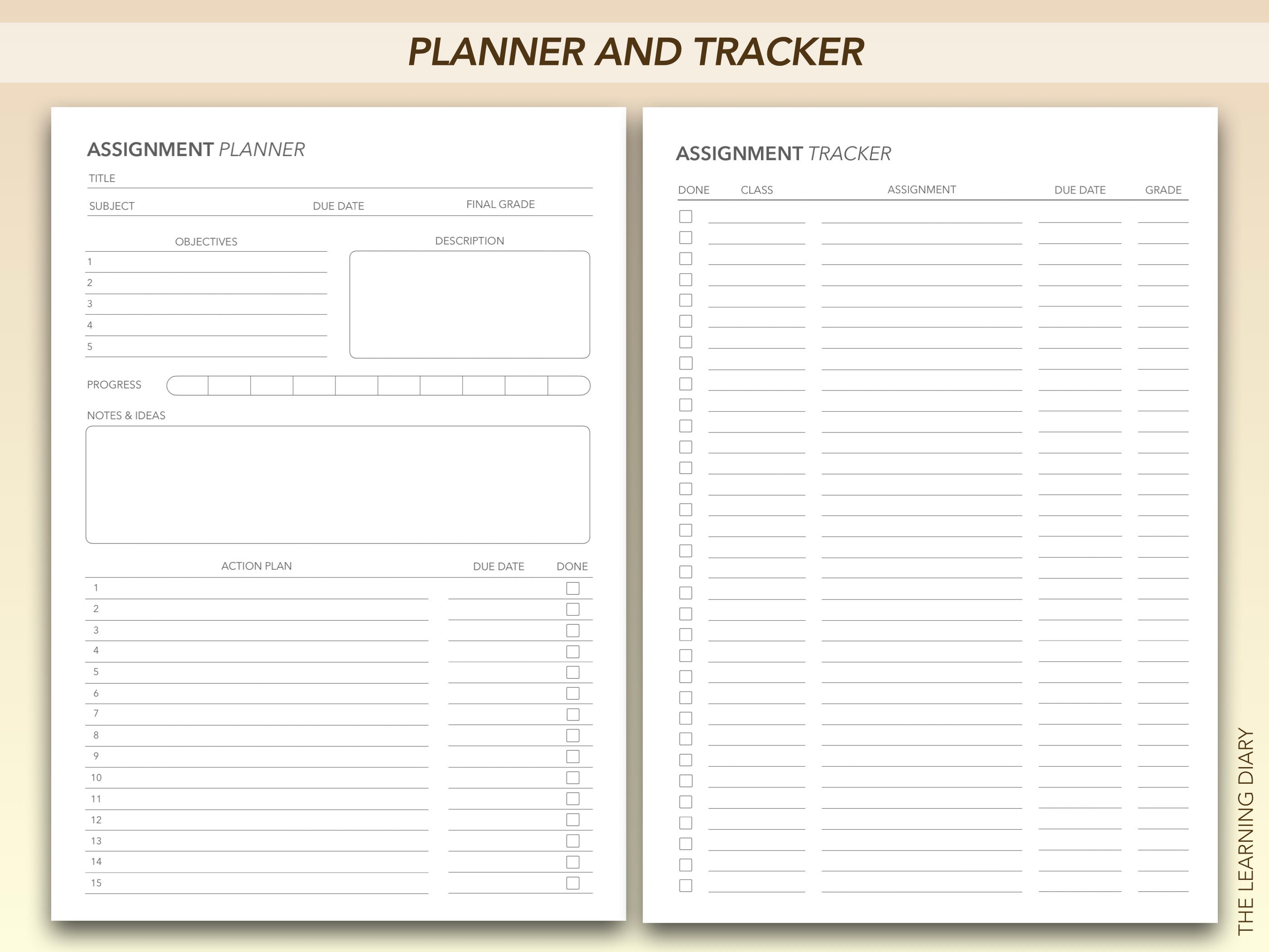 Simple Assignment Planner Assignment Tracker Printable - Etsy