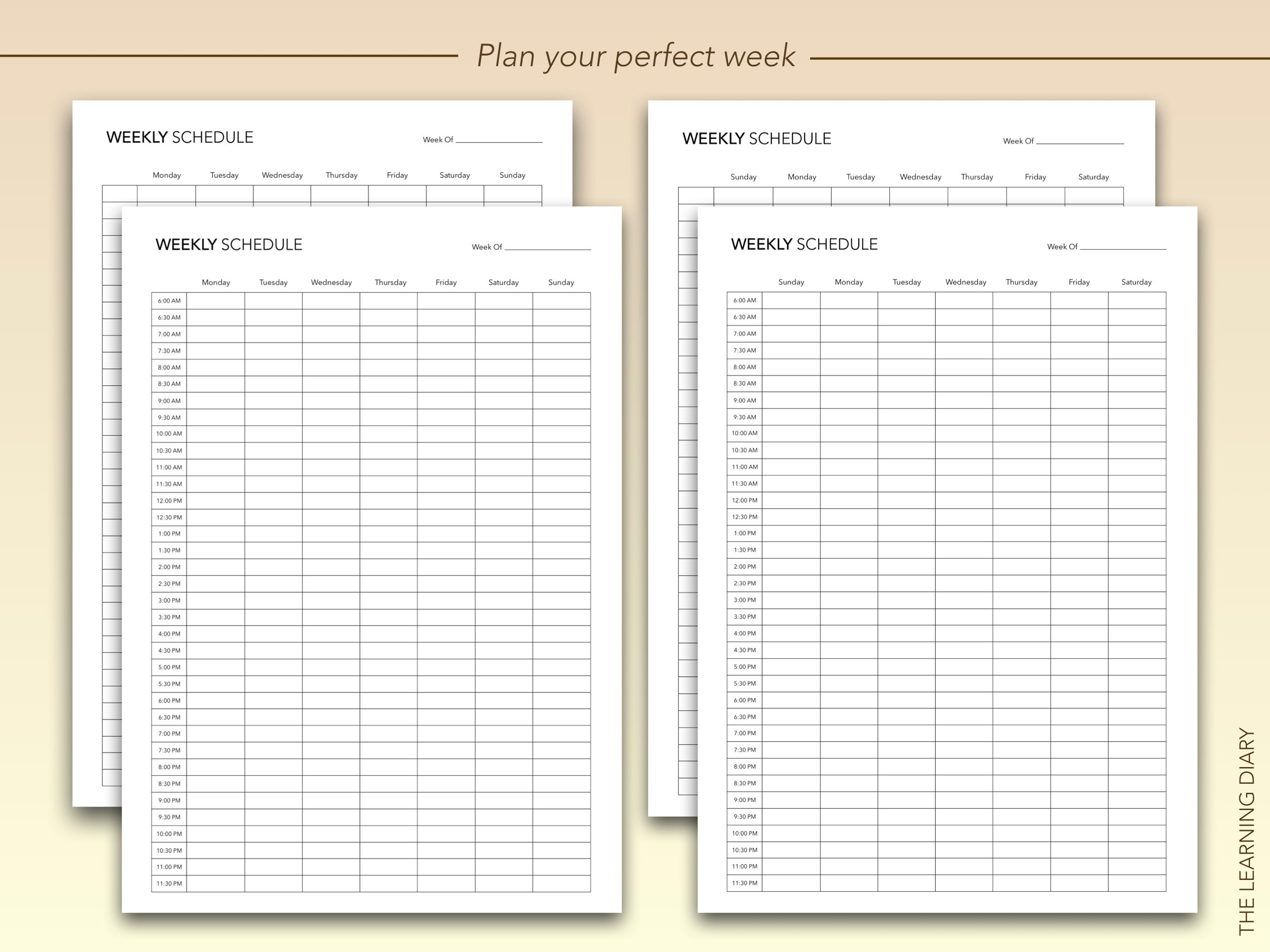 Afdrukbaar weekschema van een half uur: minimalistische planner A4 A5 ...