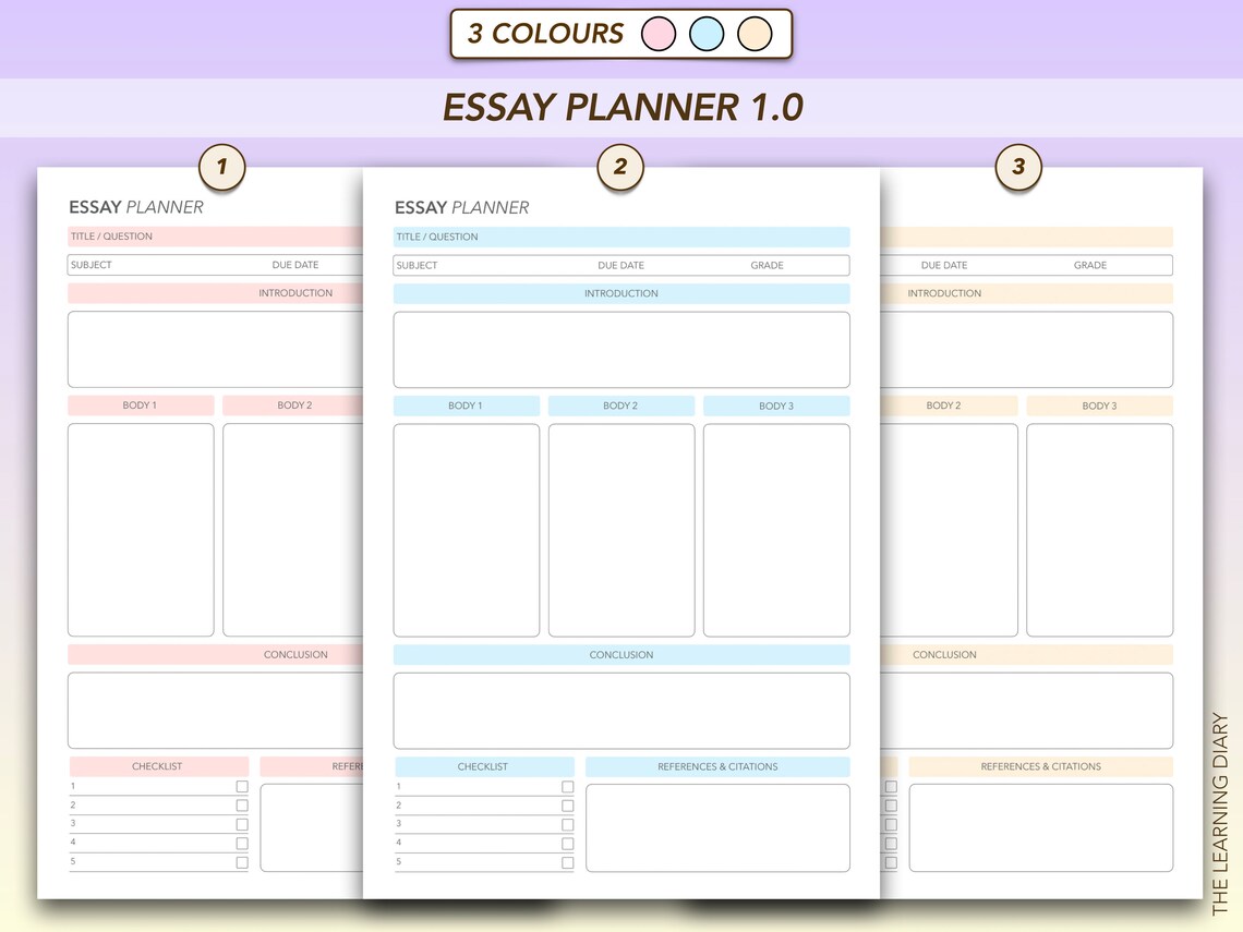 Simple Essay Planner Printable Set Essay Writing Template - Etsy
