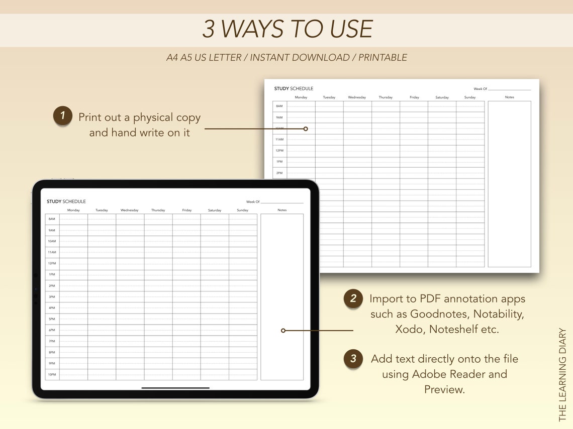 Minimalist Revision Timetable Printable: Study Schedule (digital ...