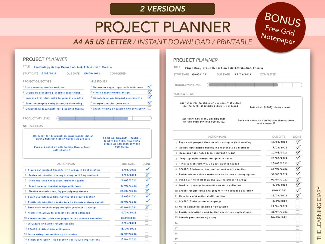 Simple Project Planner Printable: Task Tracker (A4/A5/US Letter) - Etsy