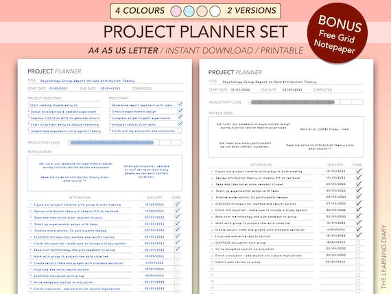 Simple Project Planner Printable Productivity Planner Task - Etsy