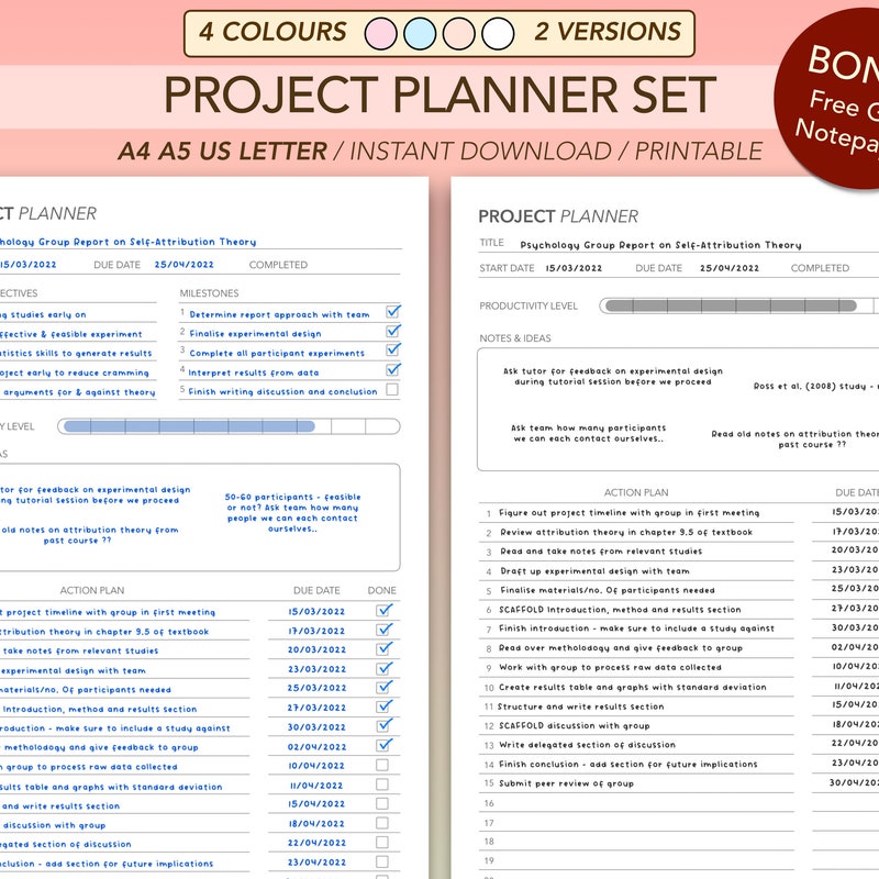 Project Planner Printable - Etsy