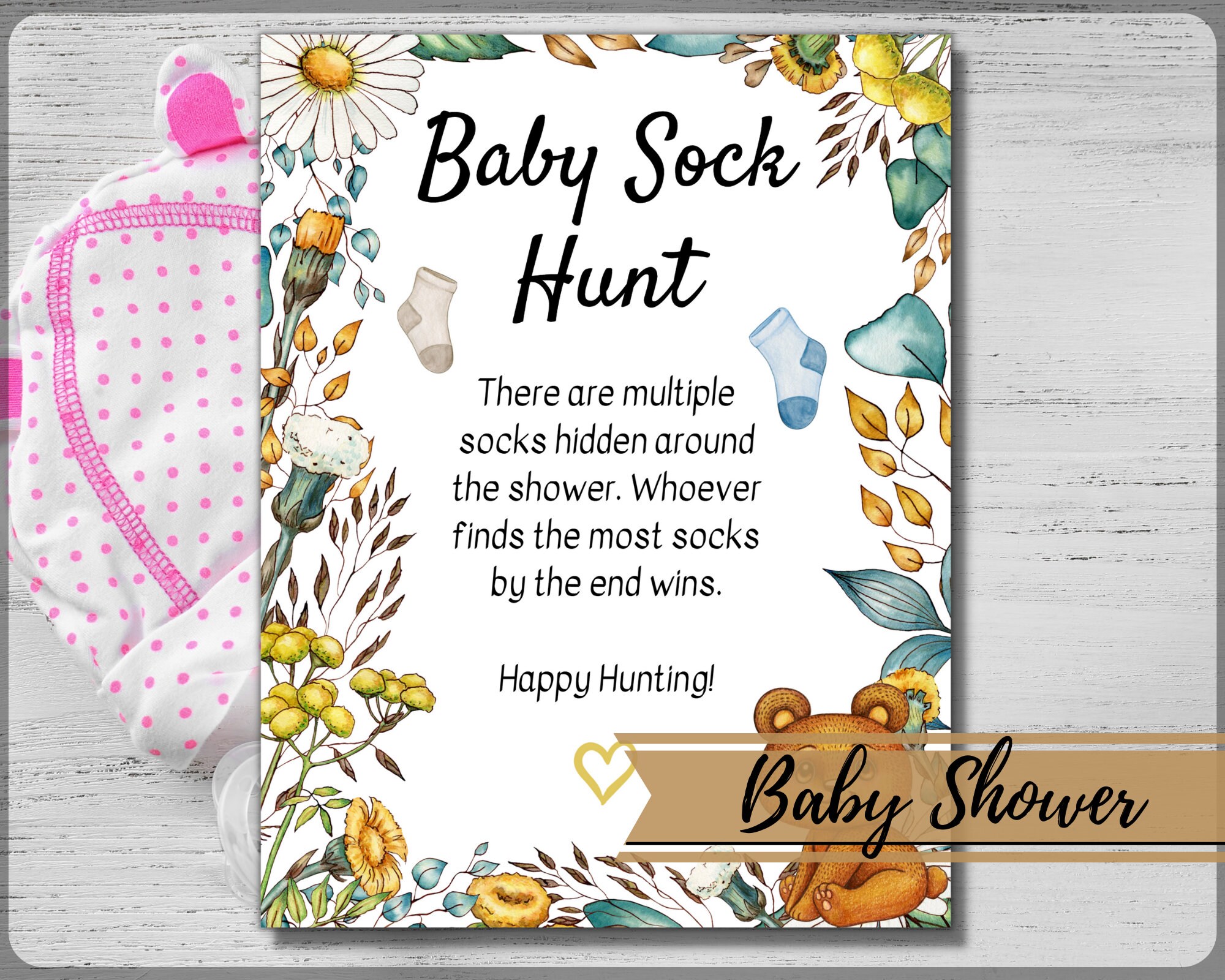 Baby Sock Hunt Baby Shower Party Game Printable Download - Etsy