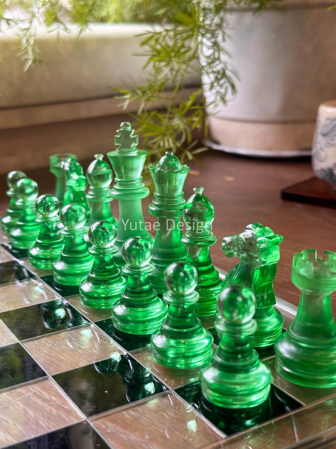 Resin Chess Set, Handmade Chess Pieces, Colorful Chess Set, Modern ...