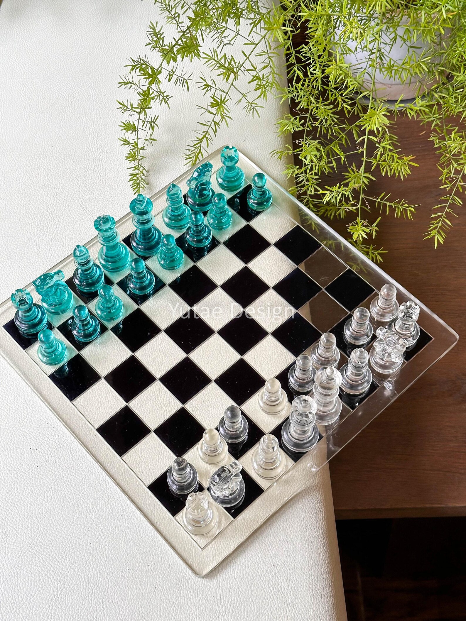 Resin Chess Set, Handmade Chess Pieces, Colorful Chess Set, Modern ...