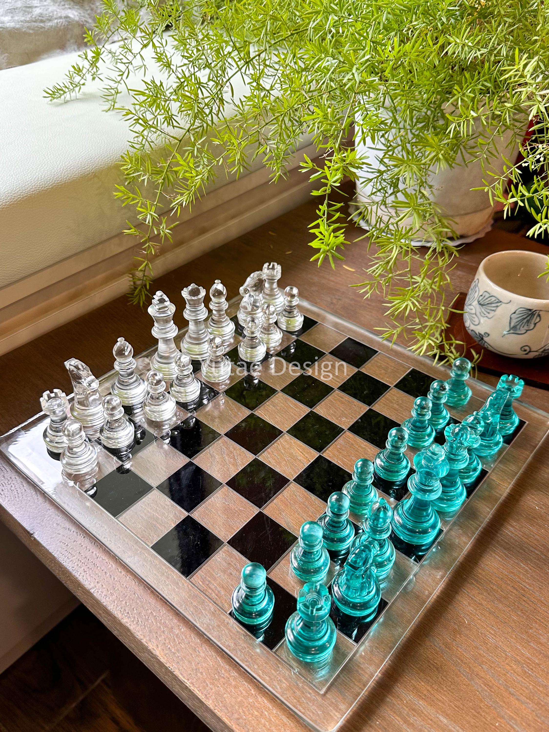 Resin Chess Set, Handmade Chess Pieces, Colorful Chess Set, Modern ...