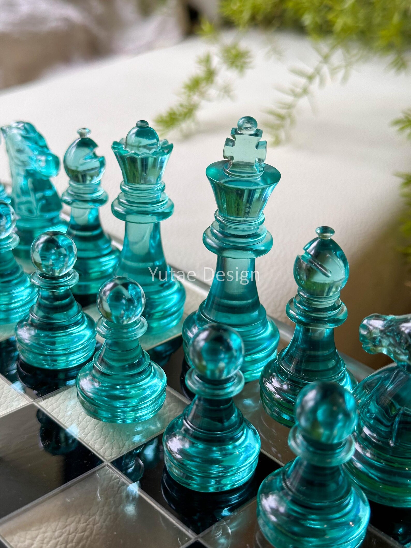 Resin Chess Set, Handmade Chess Pieces, Colorful Chess Set, Modern ...