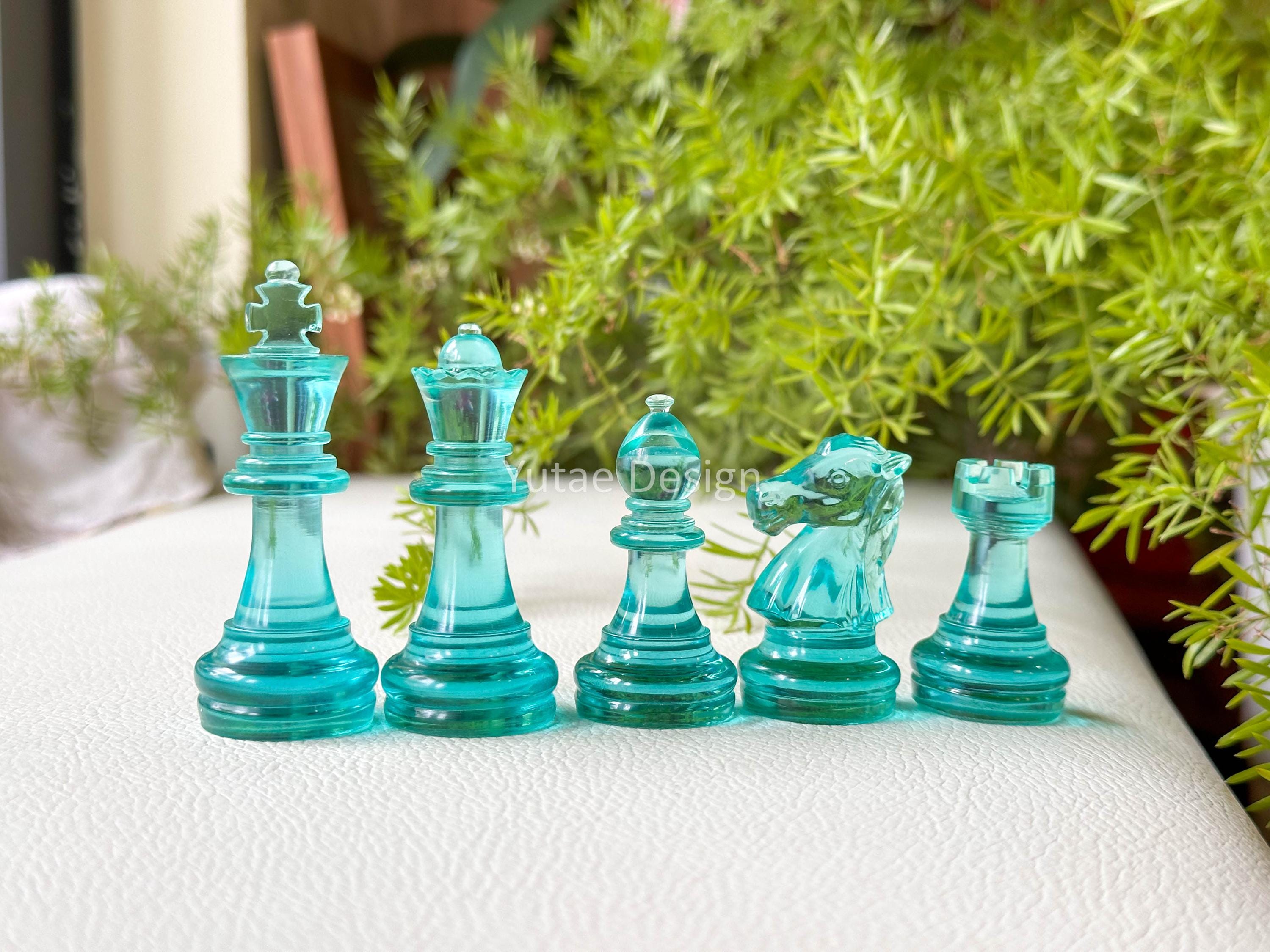 Resin Chess Set, Handmade Chess Pieces, Colorful Chess Set, Modern ...
