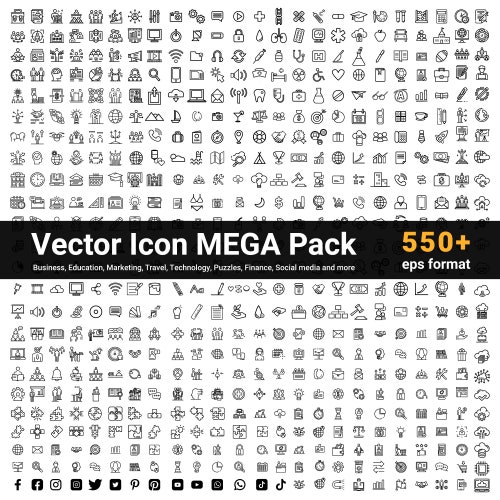 Icon Bundle Pack Over 500 Icons Icon Vector Pack Vector - Etsy