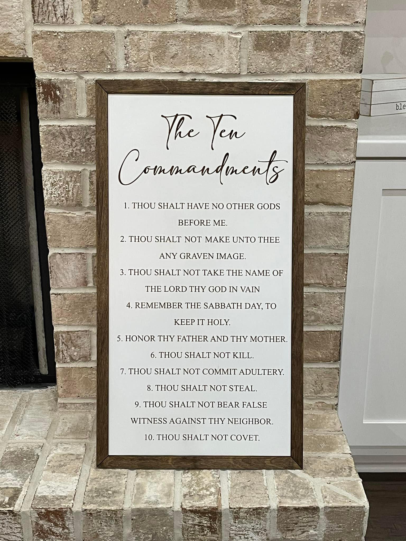 Ten Commandments House Sign Wall Decor Christian Home Sign the Ten ...