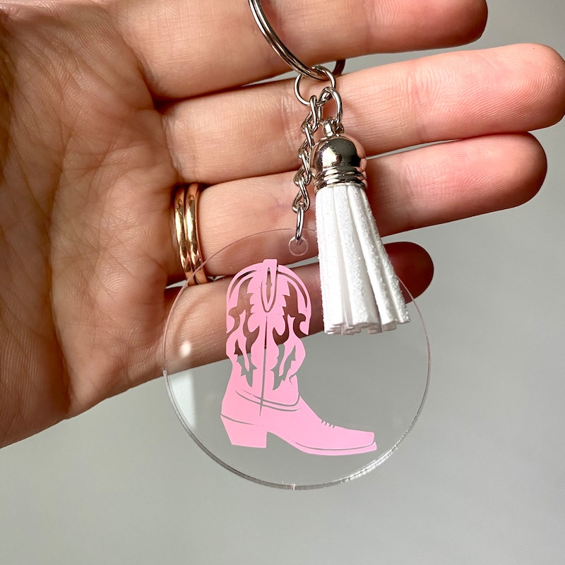 Cowgirl Boot Keychain - Etsy