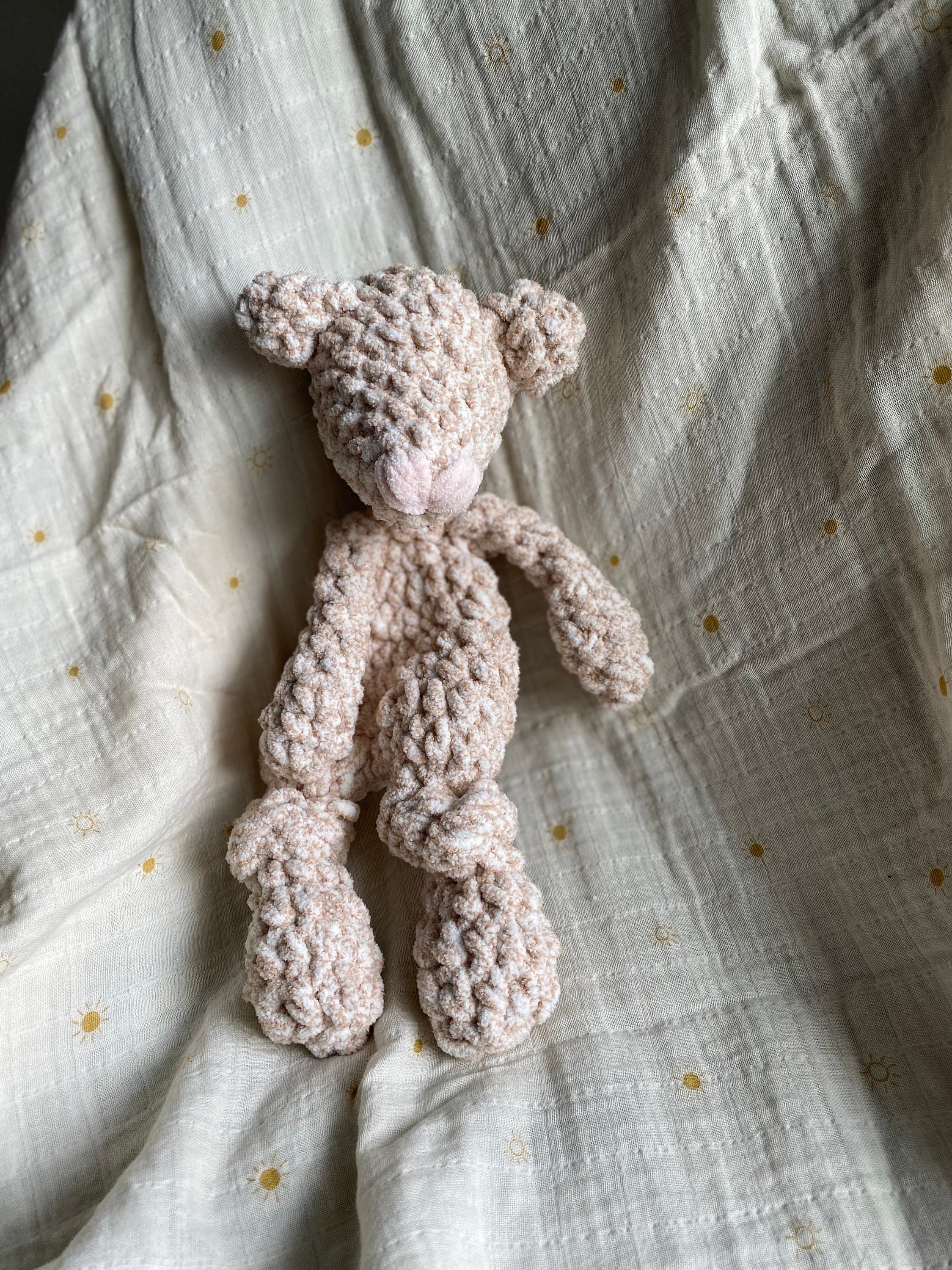 Mini Knotted Teddy Bear Lovey Hand Crocheted Baby Shower Gift, Crochet ...