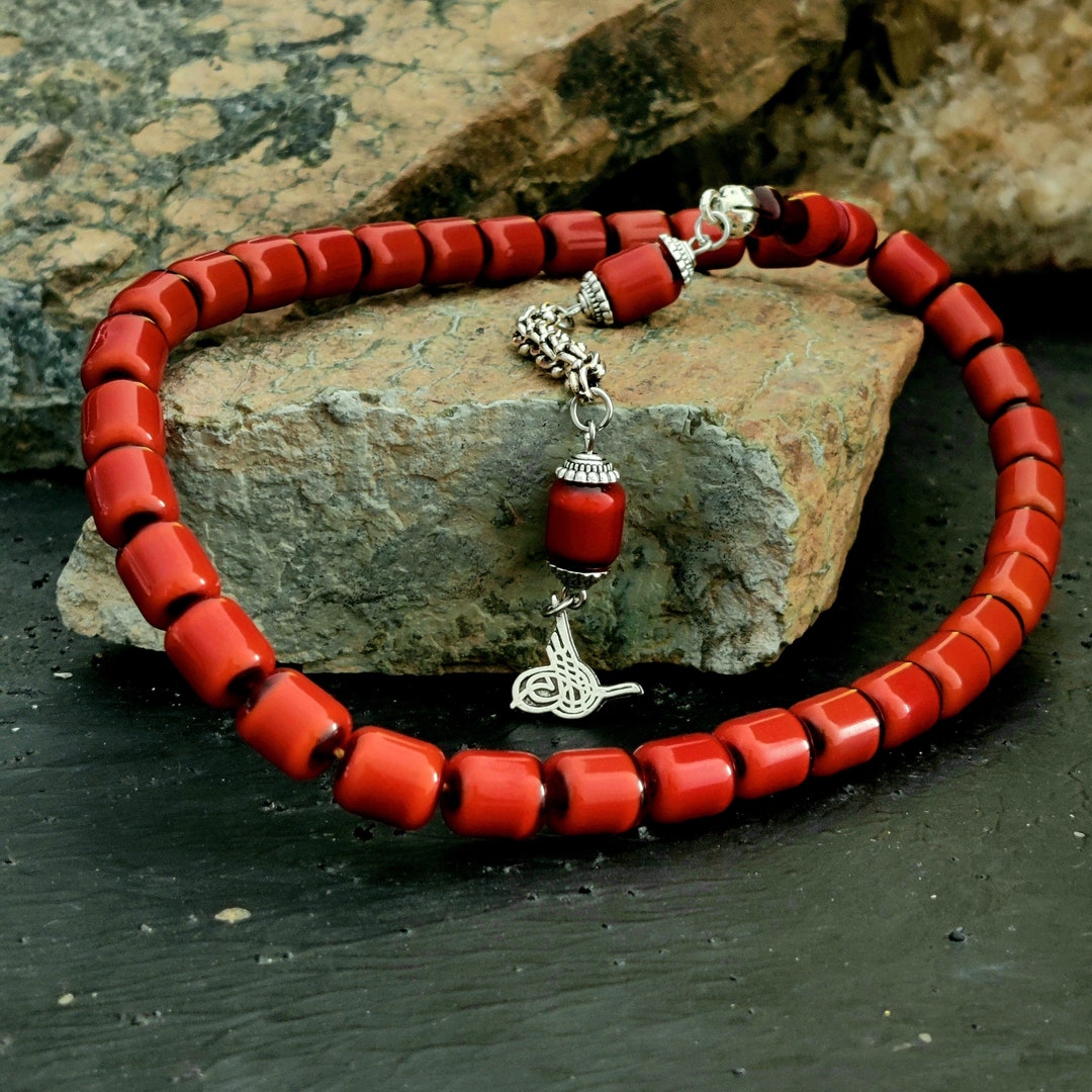 Ottoman Sign Tassel, Tasbih 33, Orange Rosary, Prayer Beads Islam ...