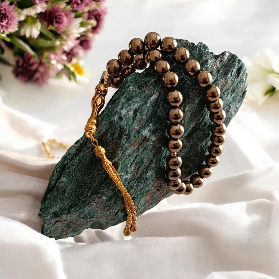 Rose Gold Tasbih, Hematite Rosary, Gemstone Tasbeeh, Tasbih 33, 10mm ...