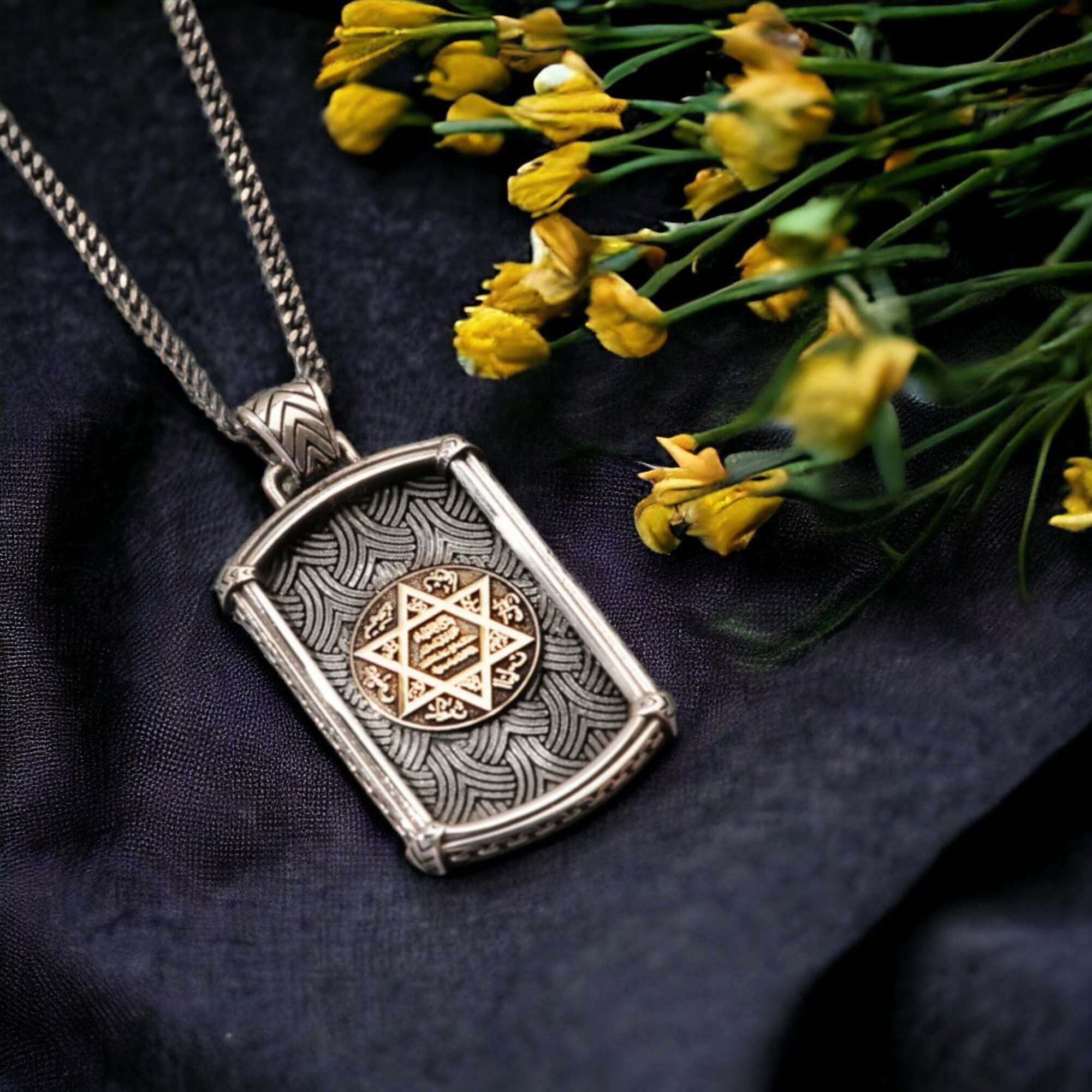 Silver Seal of Solomon Soldier Pendant, Seal of Suleiman Medallion ...