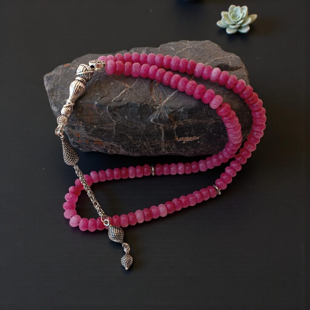 Squeeze Ruby Tasbih, Pink Gemstone Rosary, Red Prayer Beads,tasbih 99 ...