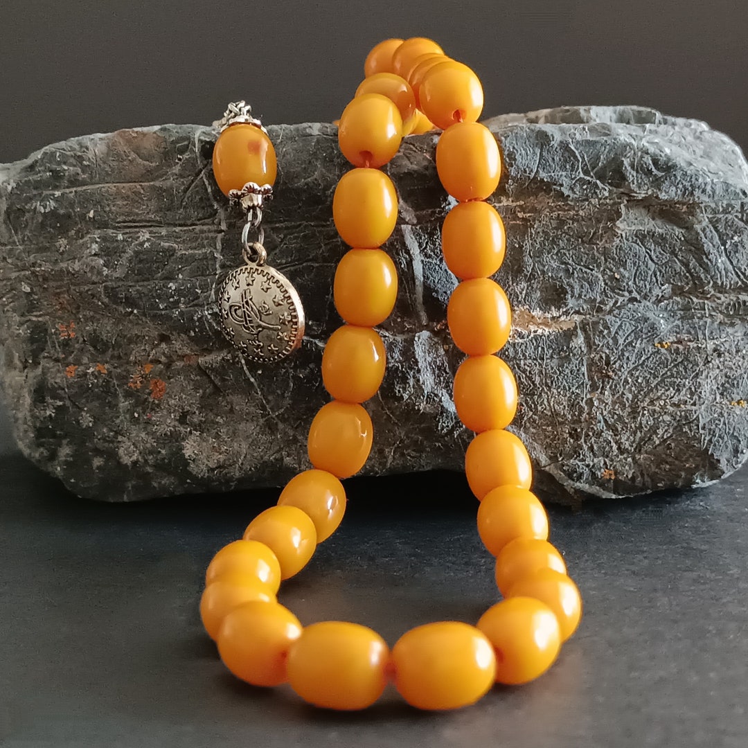 Faturan Amber, Tasbih 33, Islamic Rosary, Muslim Prayer Beads, Sibha ...