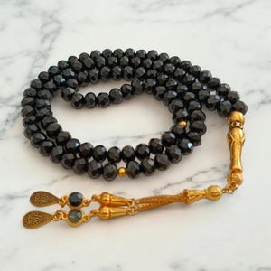 Tasbih 99 Beads, Muslim Prayer Beads, Islamic Gift, Tasbeeh, Black ...