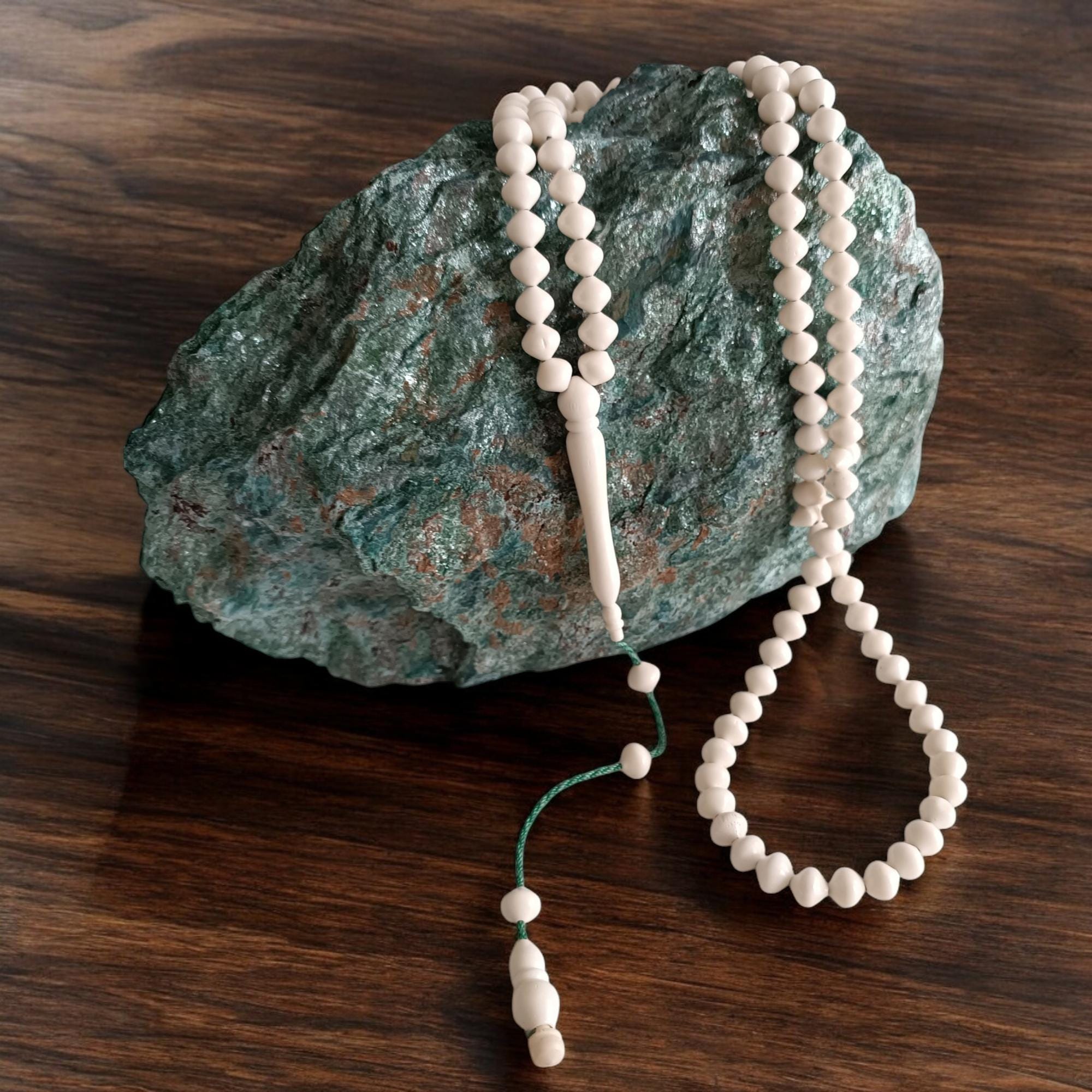 Camel Bone Tasbeeh, Islamic Tasbih, 99 Beads Rosary, White Prayer Beads ...