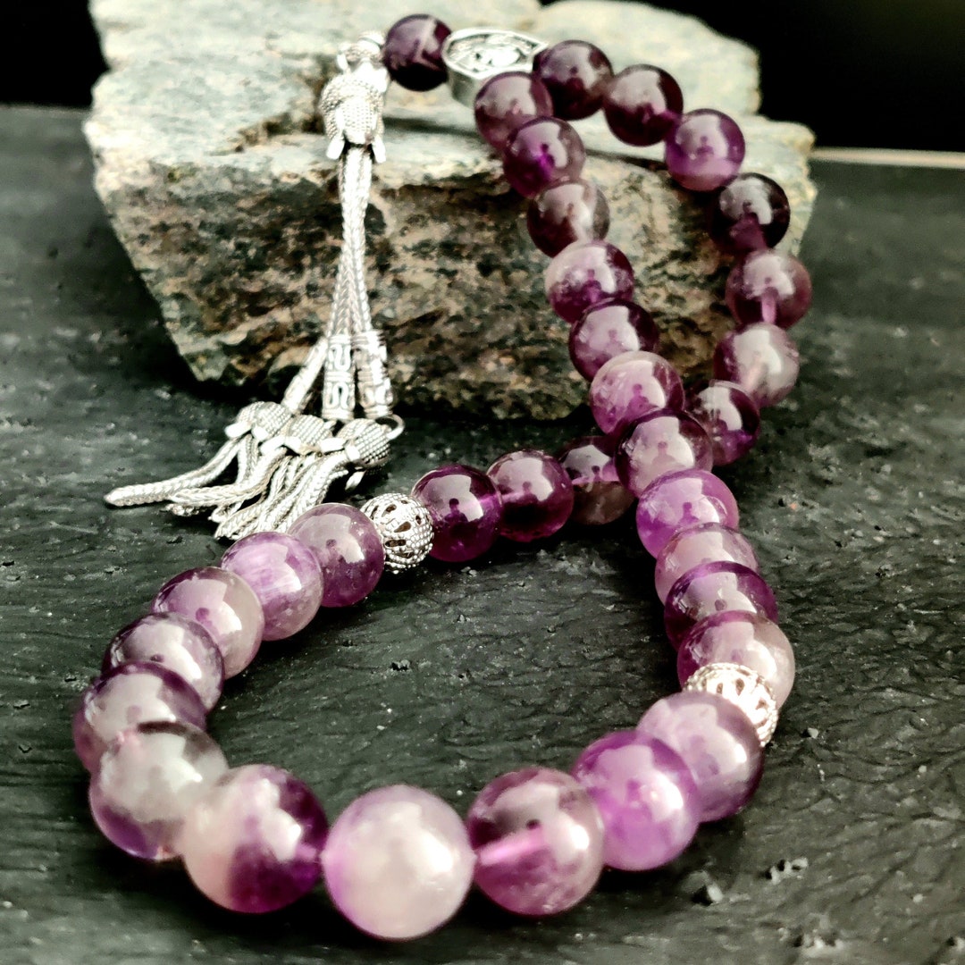 Purple Tasbih Muslim Prayer Beads Gemstone Rosary Tasbih - Etsy