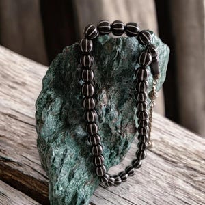 Real Large Black Oltu Jet Stone Prayer Beads, Black Oltu Stone Rosary ...
