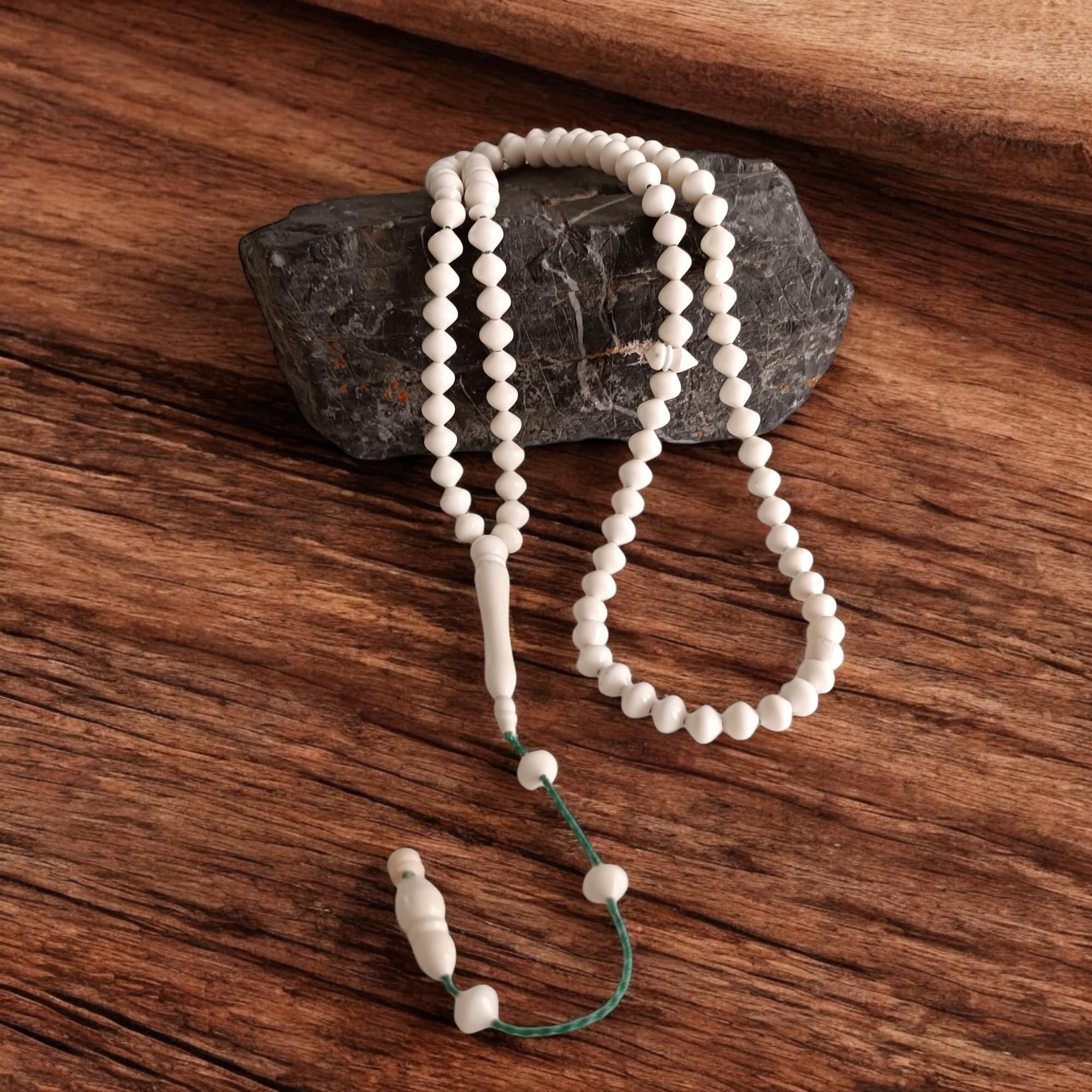 Camel Bone Tasbeeh, Islamic Tasbih, 99 Beads Rosary, White Prayer Beads ...